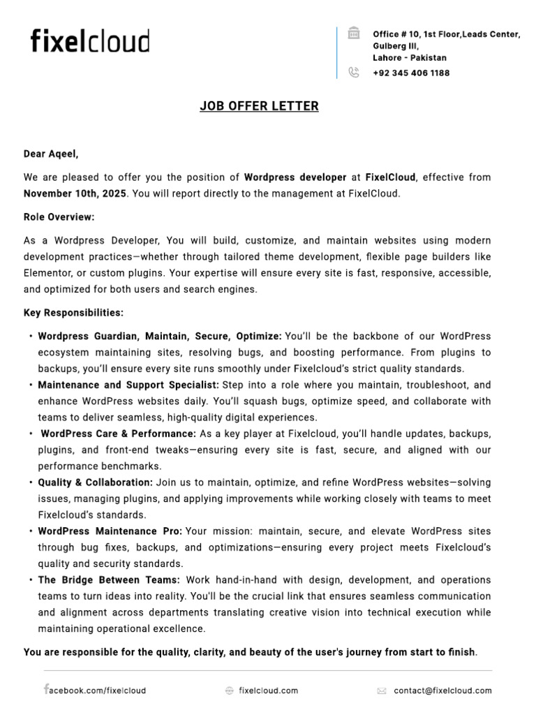 My Offer Letter Signed-Filled Aqeel Yousaf Wordpress Developer at ...