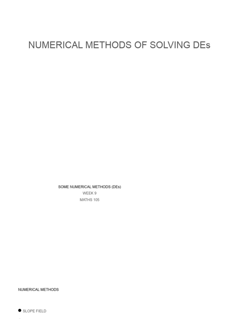Numerical Methods-slope Field Maths 105 | PDF | Differential Calculus ...