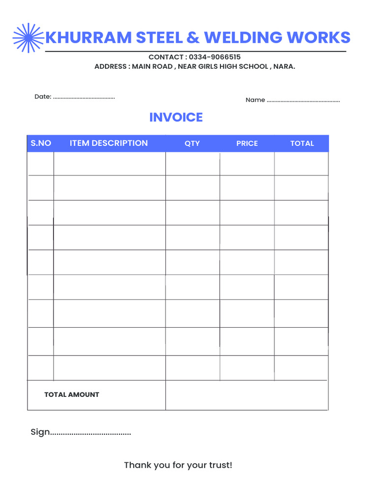 Invoice for Khurram Steel Services | PDF