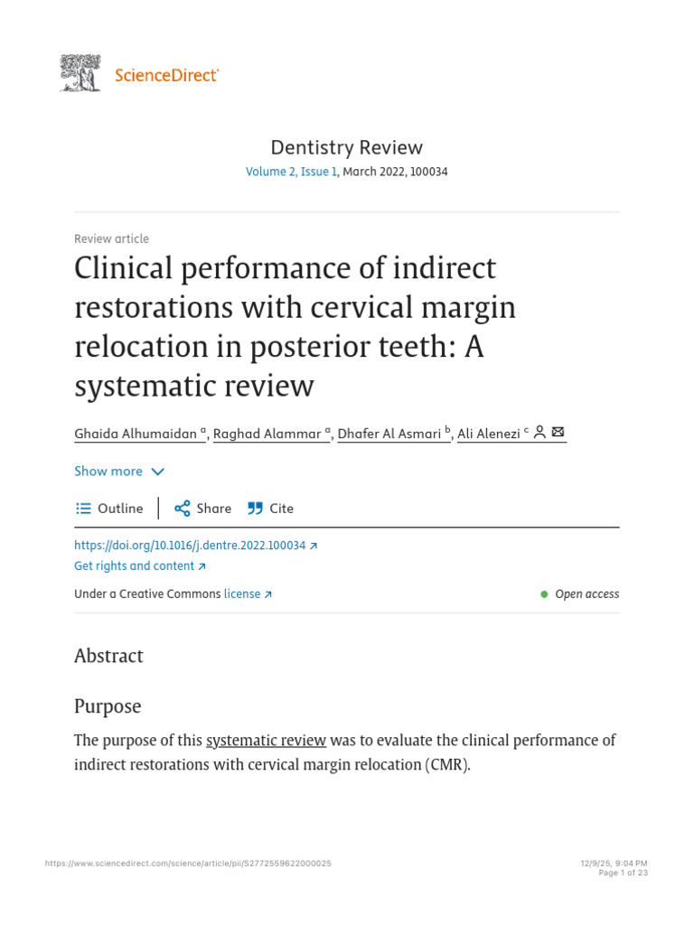 Clinical Performance of Indirect Restorations With Cervical Margin ...
