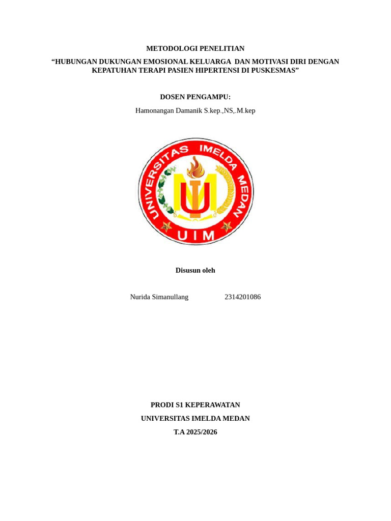 Dukungan Emosional Keluarga dan Kepatuhan Terapi Hipertensi | PDF