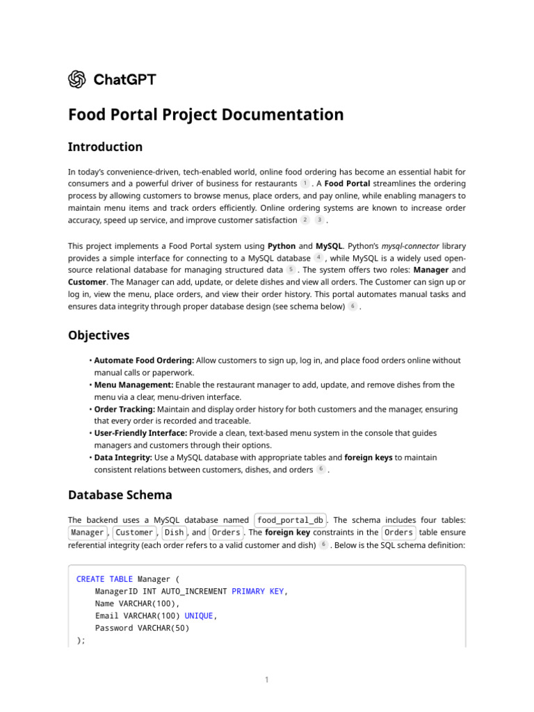 Food Portal Project Final | PDF | Data Management | Databases