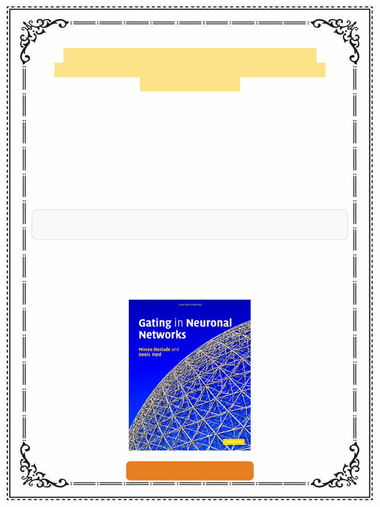 Gating in Cerebral Networks 1st Edition Mircea Steriade ebook complete ...