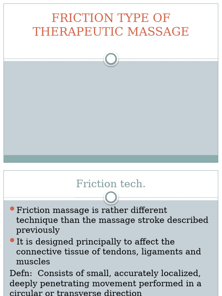 Friction and Tapotement Massage Techniques | PDF | Hand | Massage
