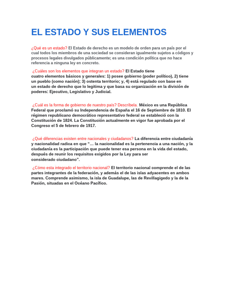 Elementos del Estado y su Estructura | PDF