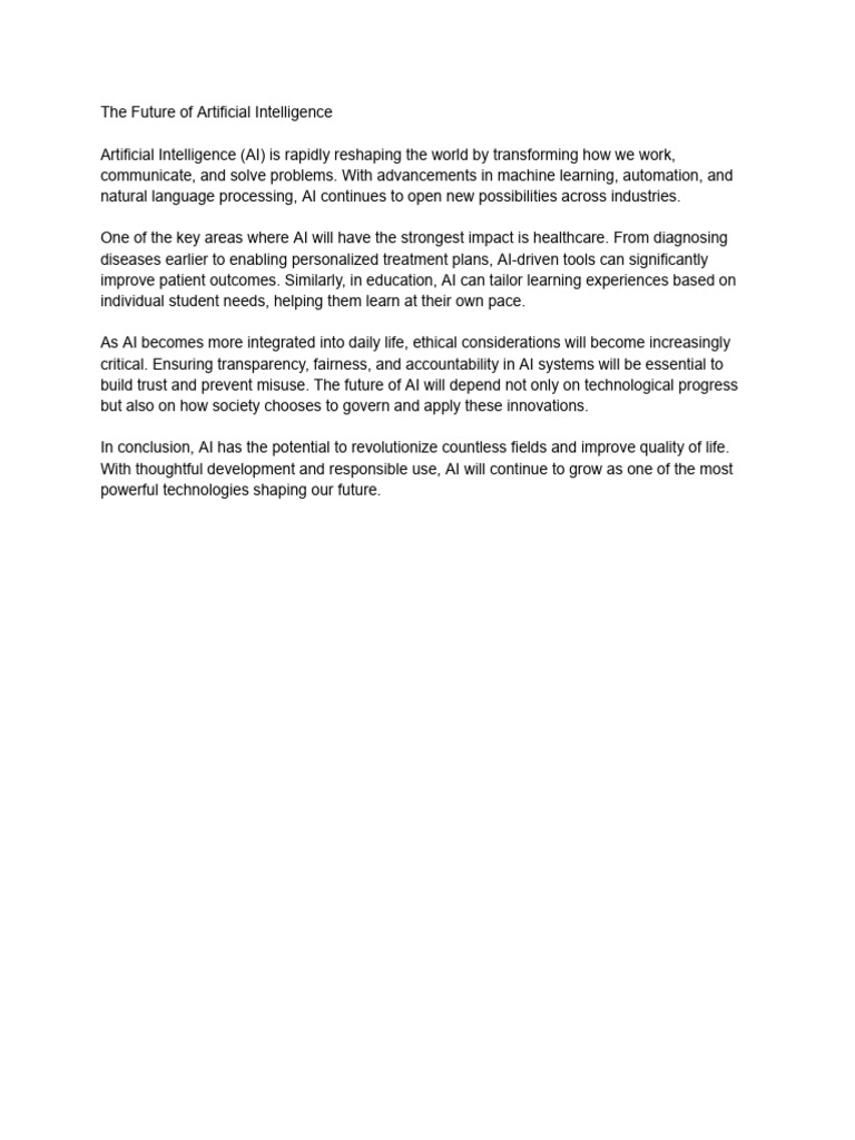 Future Impact of Artificial Intelligence | PDF