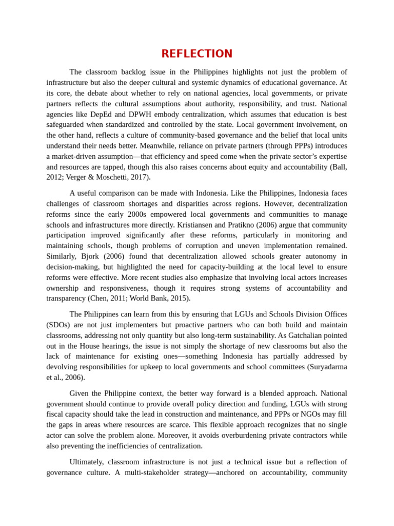 Reflection | PDF | Decentralization | Governance