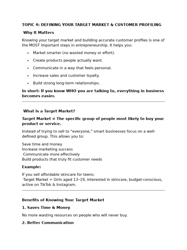 Entrep Topic 4 | PDF | Business Model | Market Segmentation