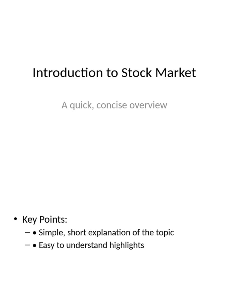 Introduction To Stock Market | PDF