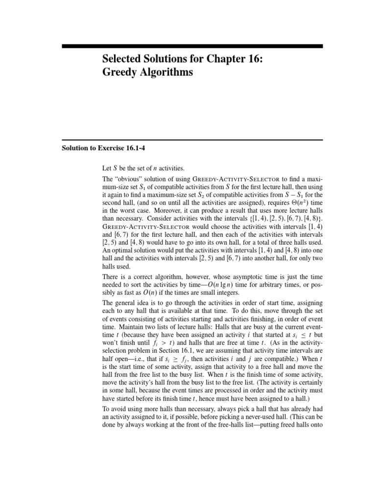 Selected Solutions For Chapter 16: Greedy Algorithms: Solution To ...