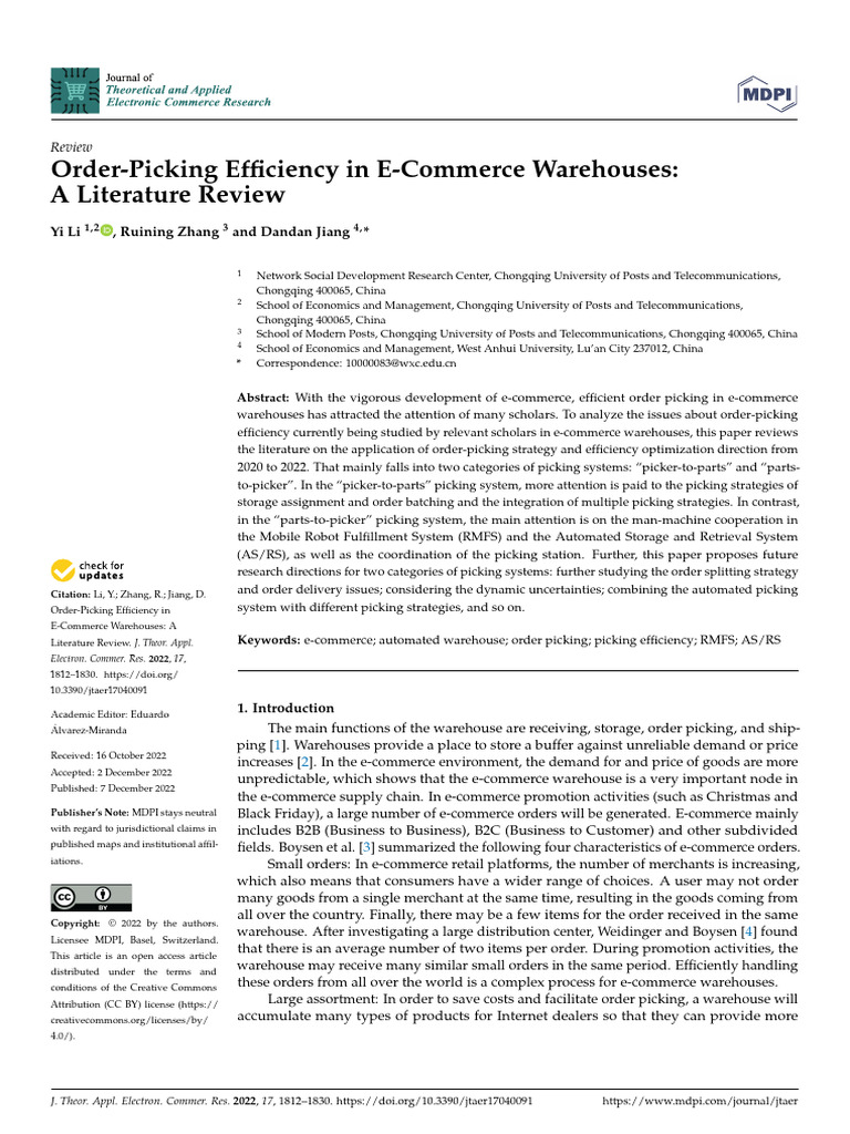 jtaer-17-00091-v2 | PDF | Warehouse | E Commerce