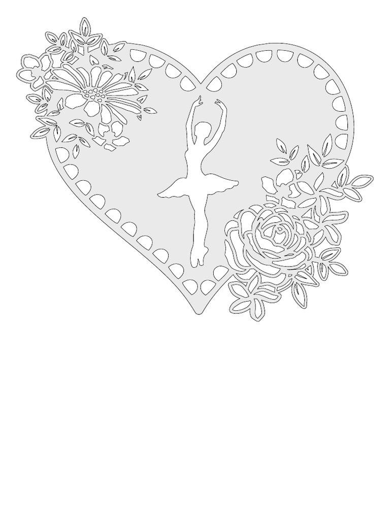 Ballerina Heart - Hand Papercut - Flipped Ready To Print | PDF