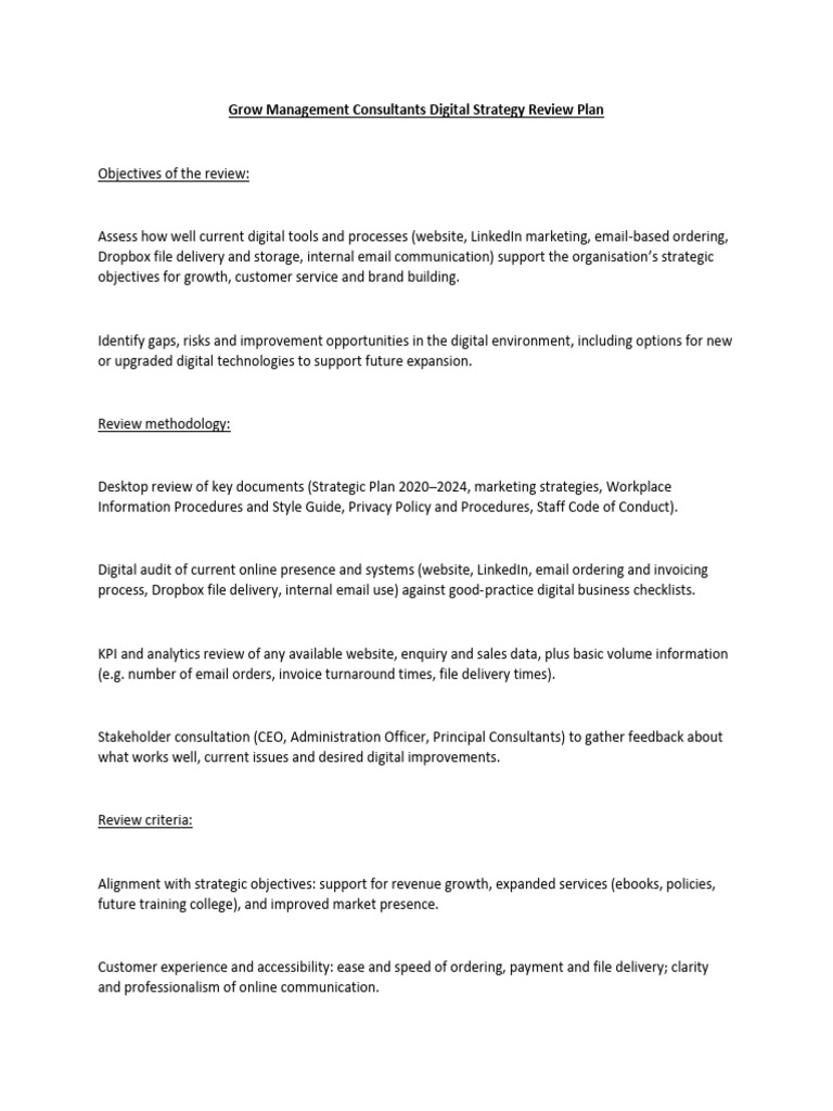 Grow Management Consultants Digital Strategy Review Plan | PDF ...