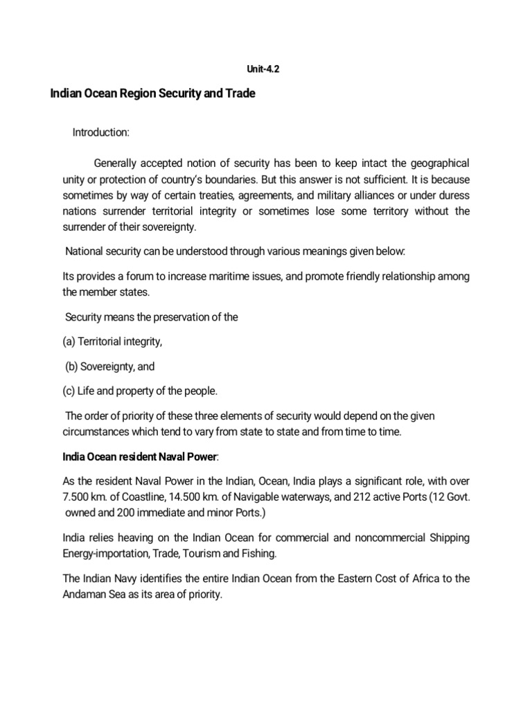 Indian Ocean Region Security and Trade: India Ocean Resident Naval ...