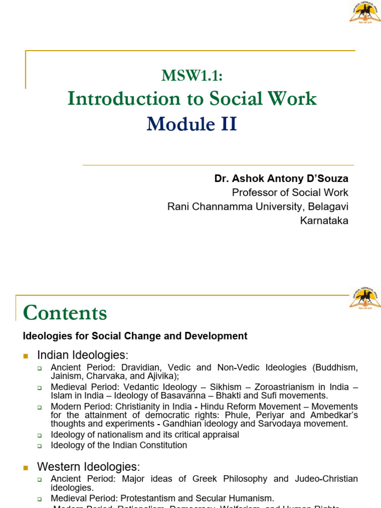1.1 Intro to Social Work - Module II A | PDF | Vedanta | Brahman