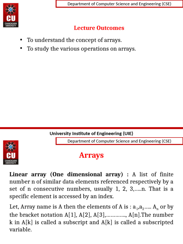 1.2.1 Linear Arrays | PDF | Matrix (Mathematics) | Computer Programming