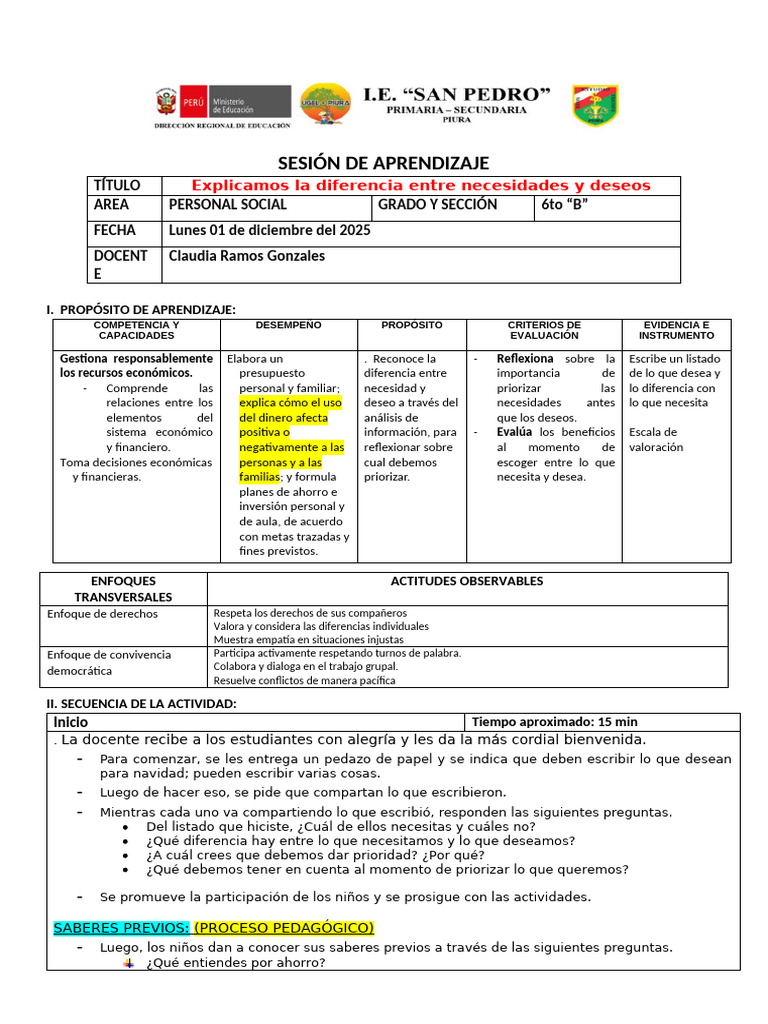 Explicamos La Diferencia Entre Necesidades y Deseos | PDF | Aprendizaje ...