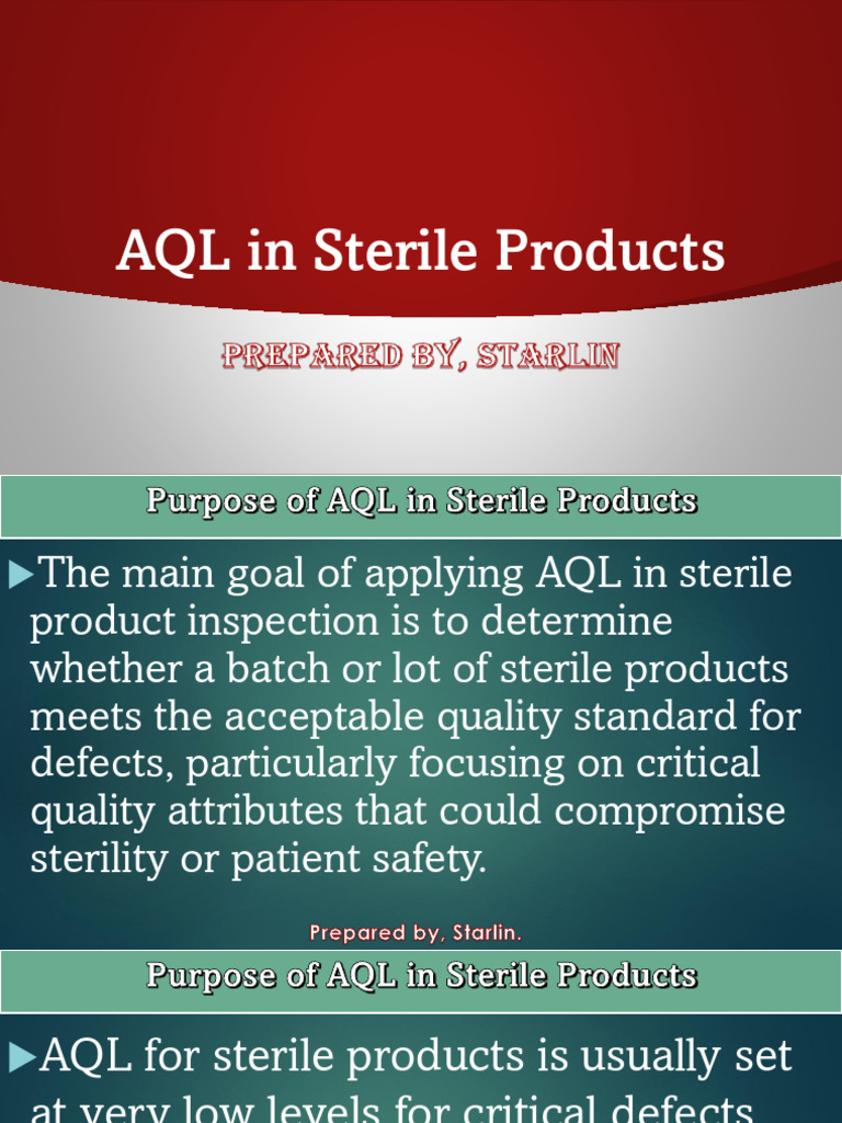 AQL Guidelines for Sterile Products | PDF