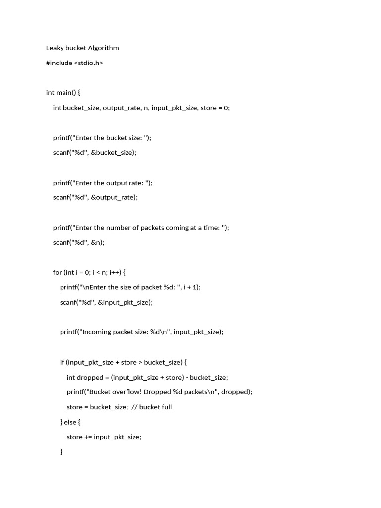 Leaky Bucket Algorithm | PDF