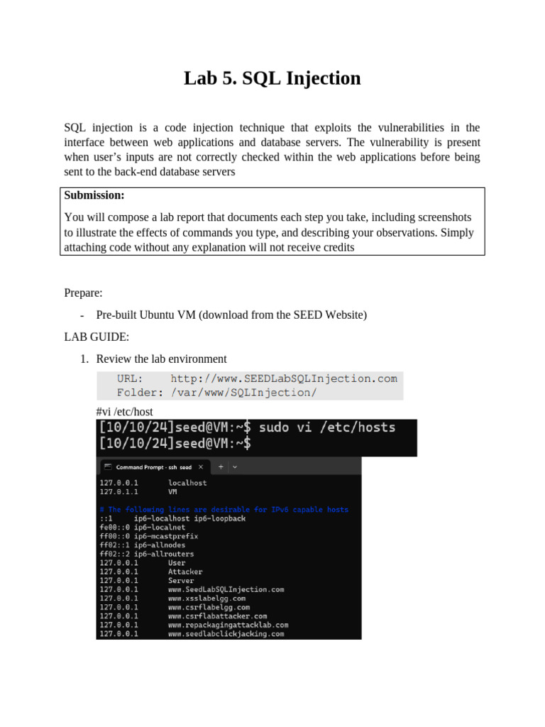 22133059 Lab5 SQL Injection | PDF | World Wide Web | Internet & Web