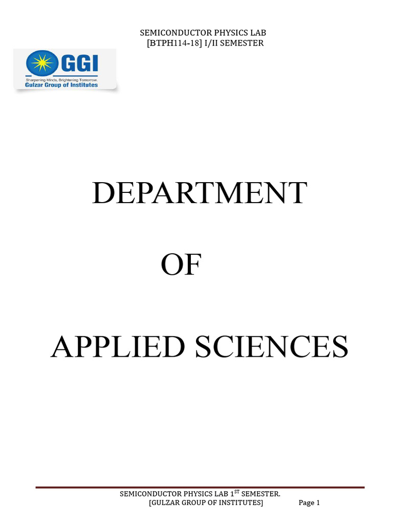 Semiconductor Physics Lab Experiments | PDF | Diode | Laser