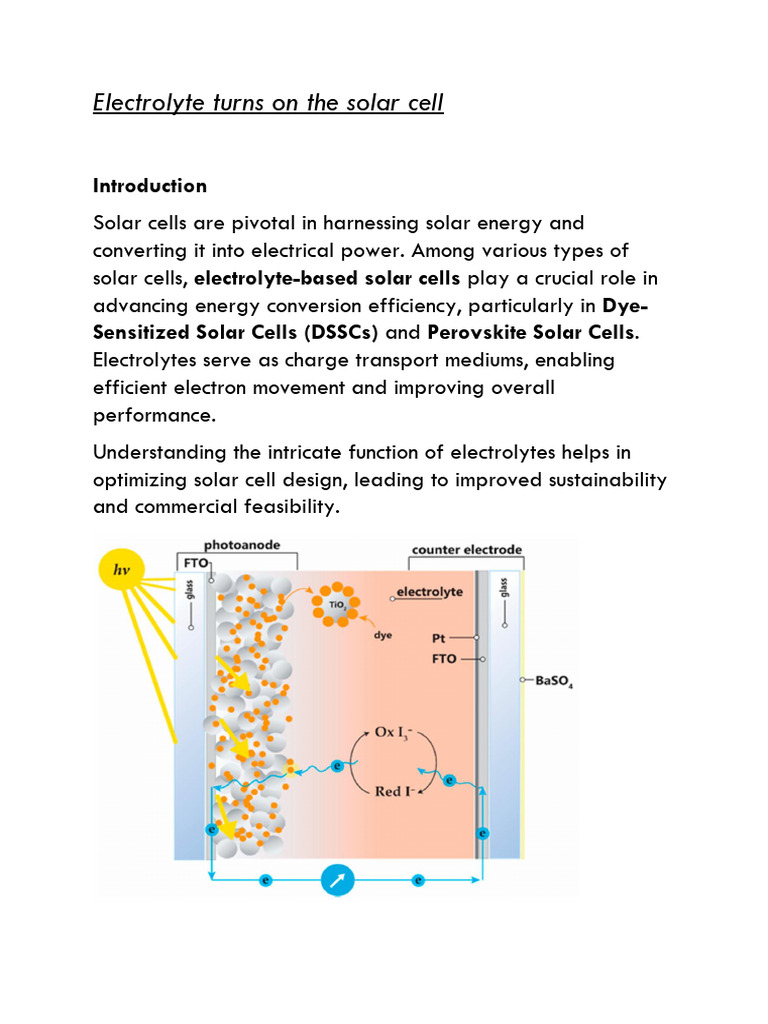 Electrolytes in Solar Cell Efficiency | PDF | Solar Cell | Chemistry