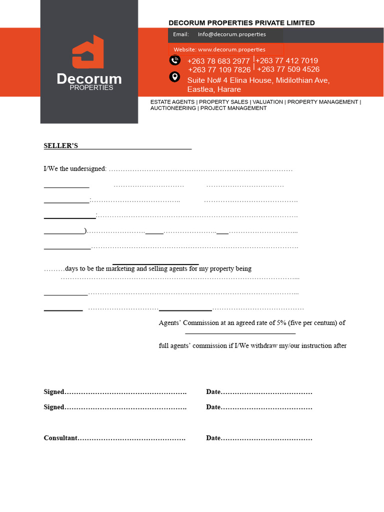 Sellers Mandate Instruction Form | PDF