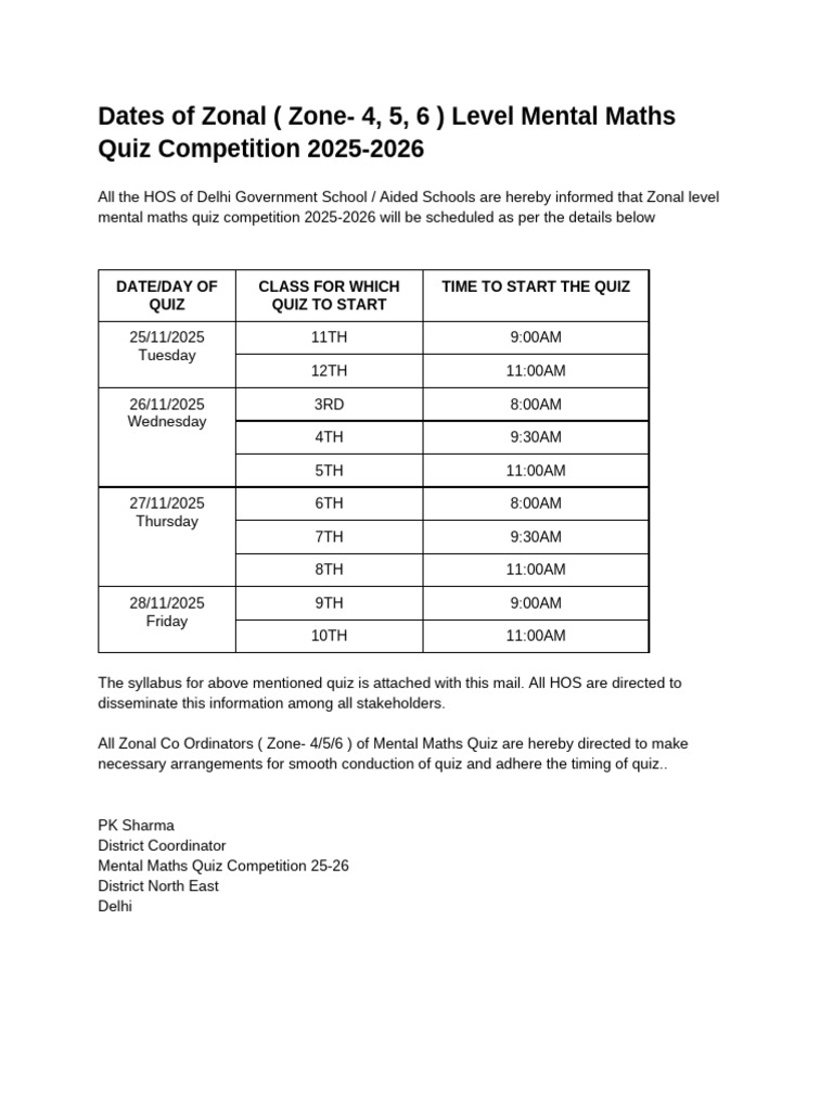 Zonal Level Dates | PDF