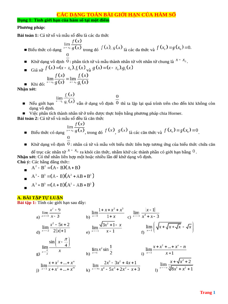 Gioi Han Cua Ham So Lop 11 | PDF