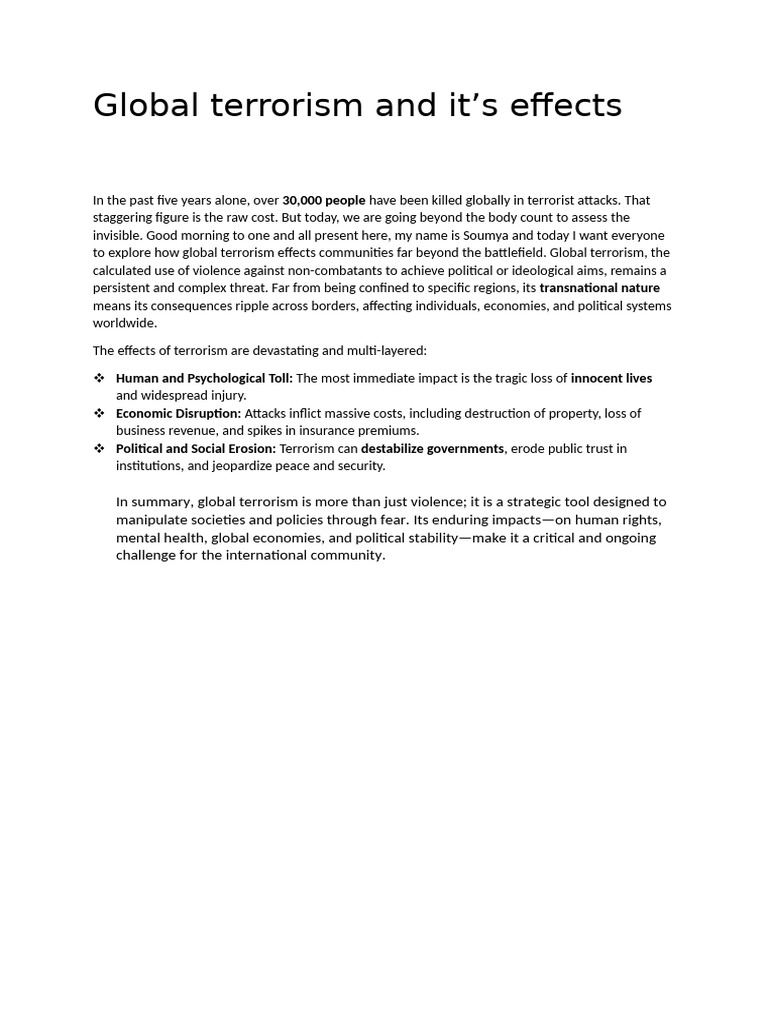 Impact of Global Terrorism Explained | PDF