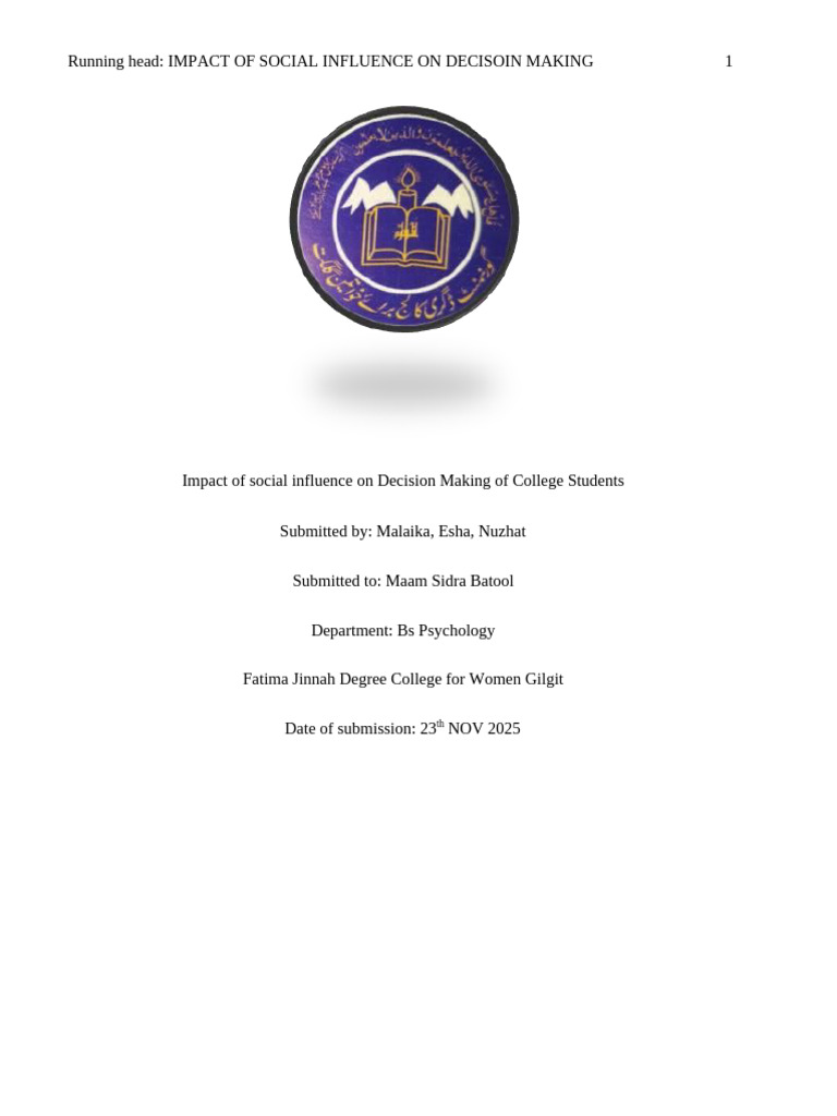 Social Influence on College Decision-Making | PDF | Conformity ...