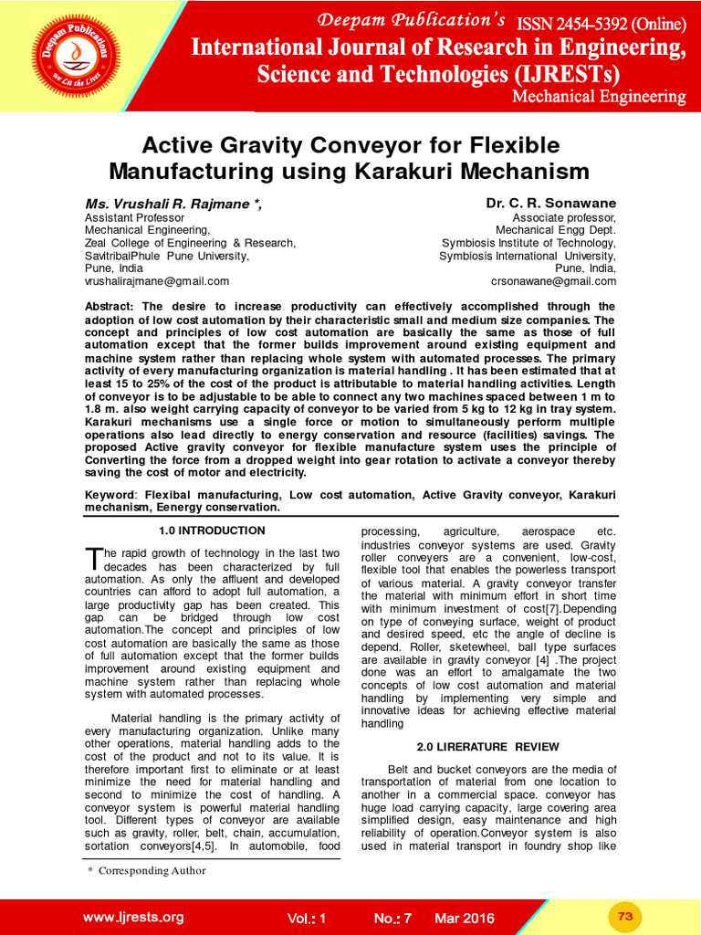 Active Gravity Conveyor for Flexible Manufacturing | PDF | Automation ...