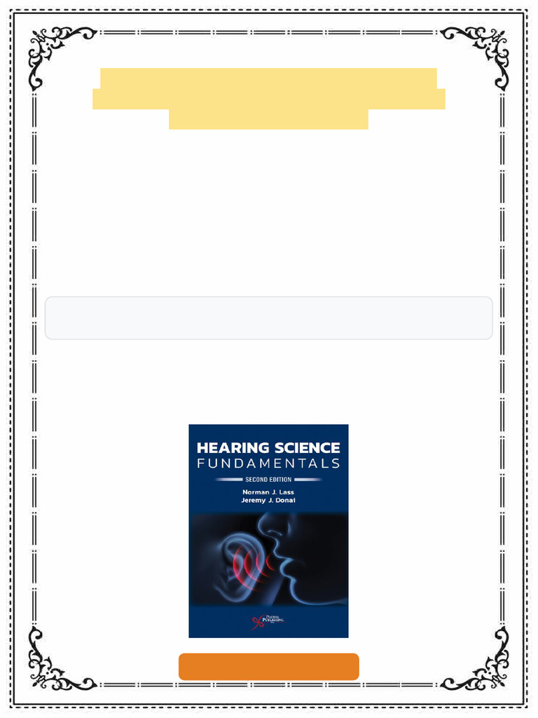 Hearing Science Fundamentals 2nd Edition Norman J. Lass ebook max ...