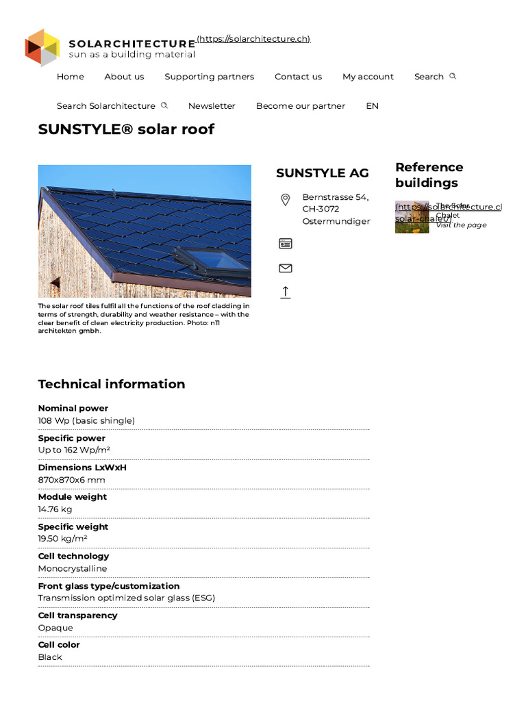SUNSTYLE® Solar Roof - Solarchitecture | PDF | Roof | Solar Power
