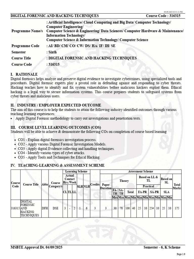 316315-DIGITAL FORENSIC AND HACKING TECHNIQUES It 090925 | PDF ...
