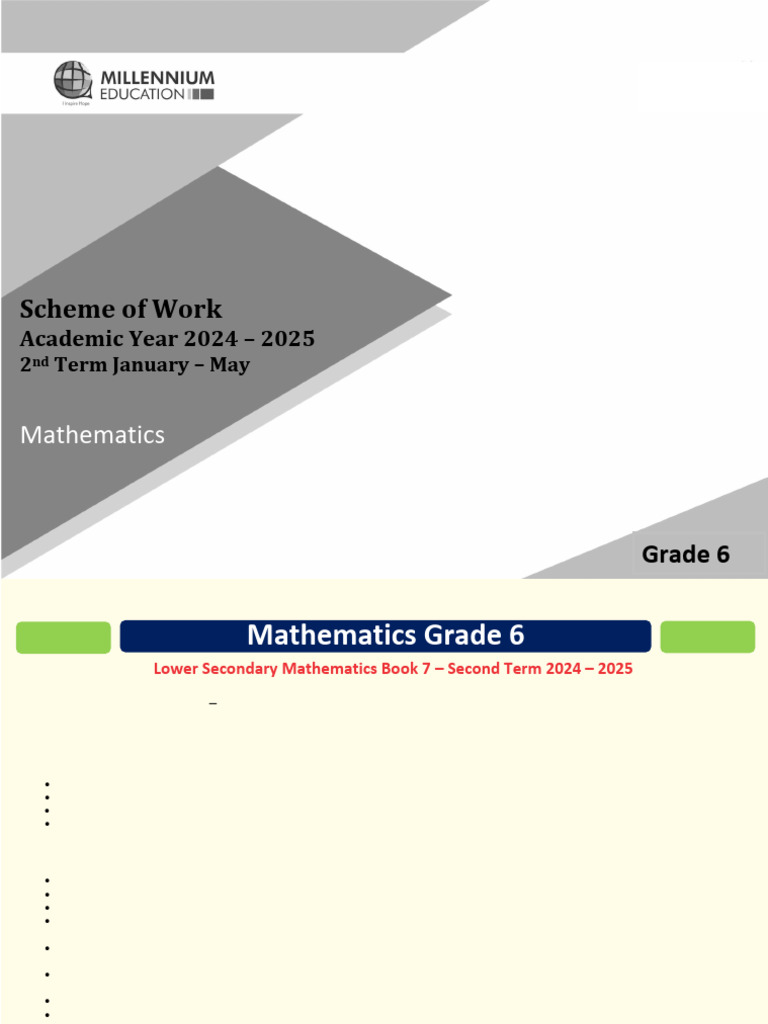 Grade 6 Mathematics Scheme of Work | PDF | Area | Shape