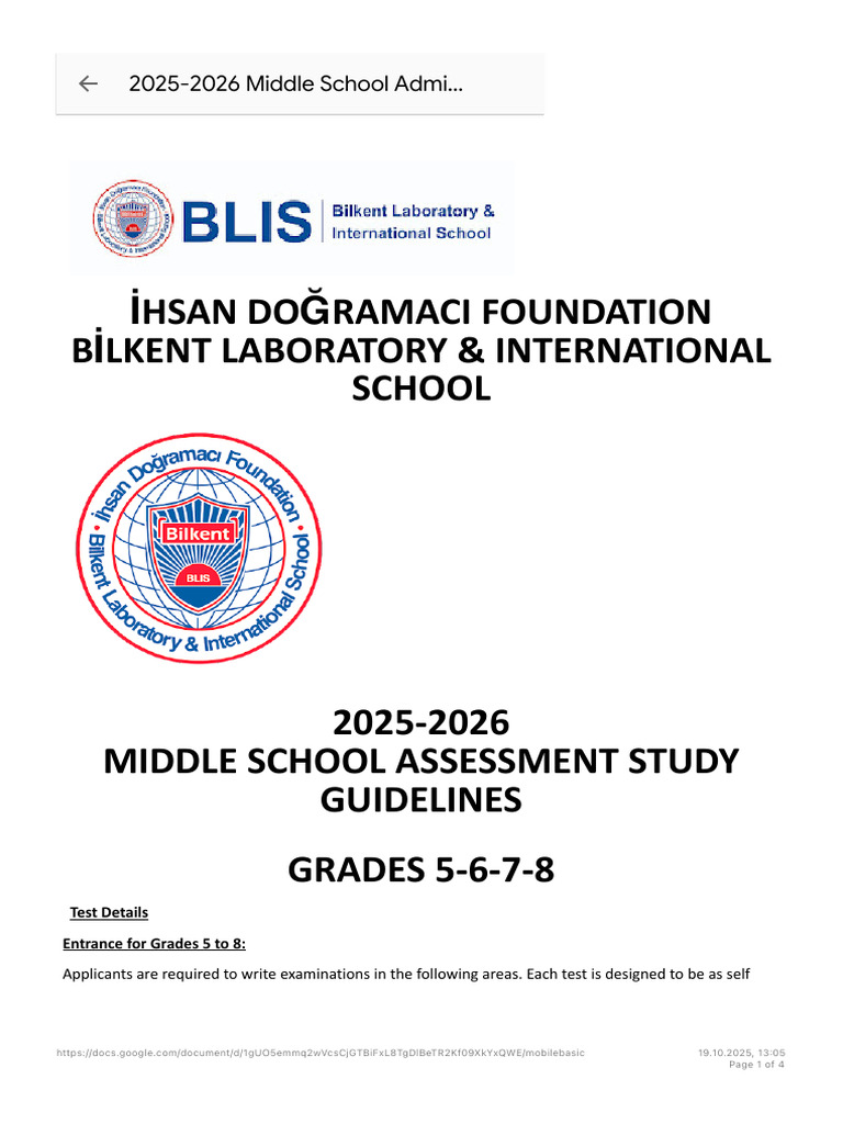 2025-2026 Middle School Admission Guide | PDF | Arithmetic | Numbers