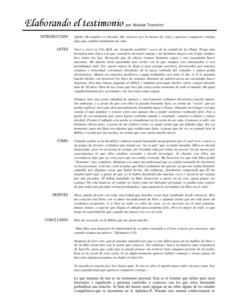Elaborando El Testimonio Personal | PDF | Testimonio | Cristo (título)