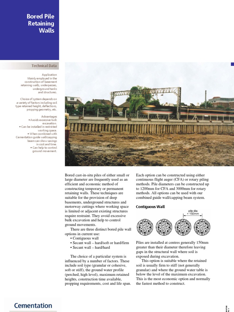 Bored Pile Retaining Walls Rev 1 | PDF