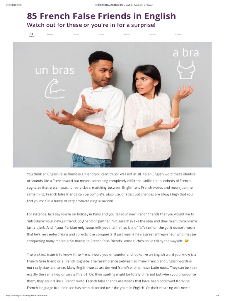 85 Common French False Friends Explained | PDF | Linguistics