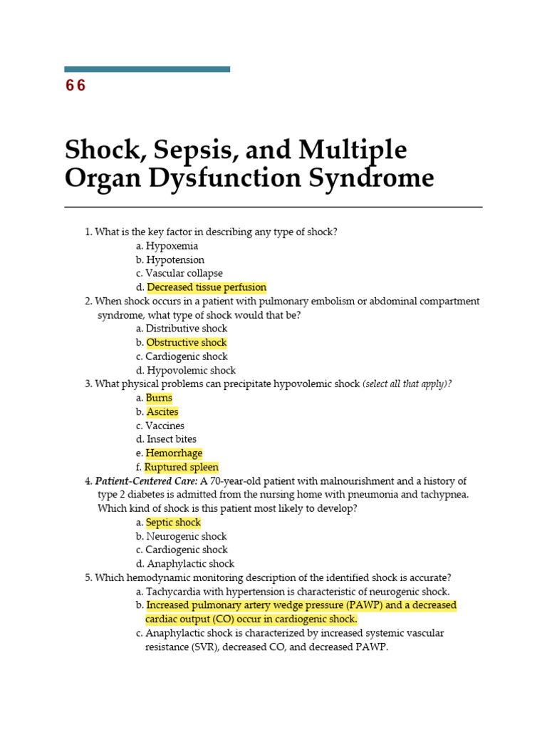 Chapter 66 Shock Sepsis and MODS | PDF | Shock (Circulatory) | Sepsis
