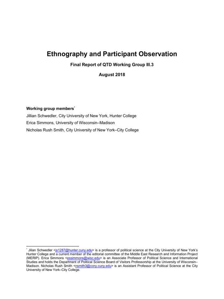 Ethnography and Participant Observation | PDF | Ethnography ...