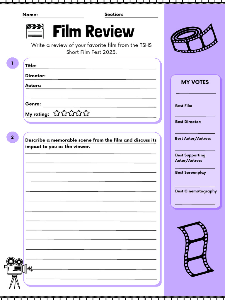 Film Review Worksheet | PDF