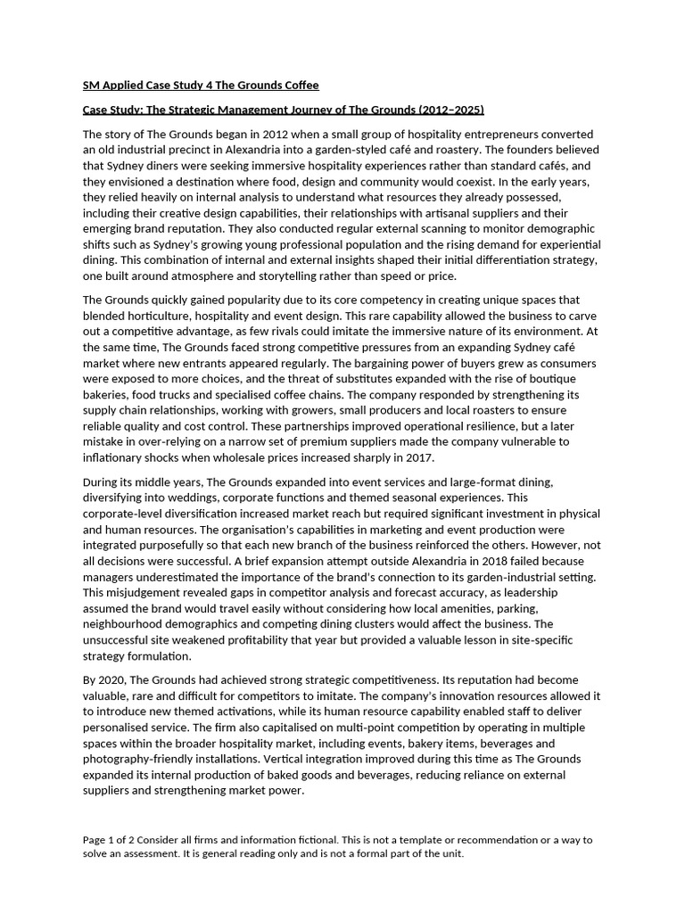 SM Applied Case Study 4 The Grounds Coffee | PDF | Supply Chain ...