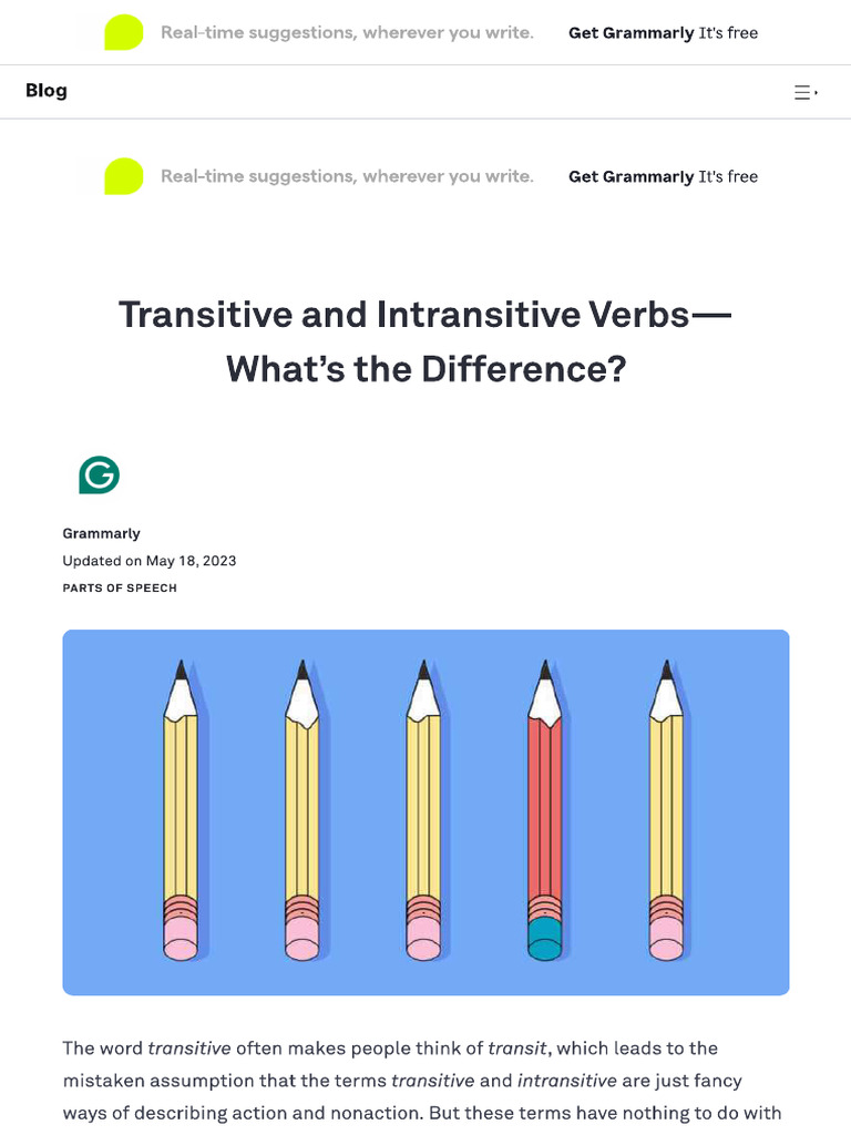 Transitive and Intransitive Verbs | PDF