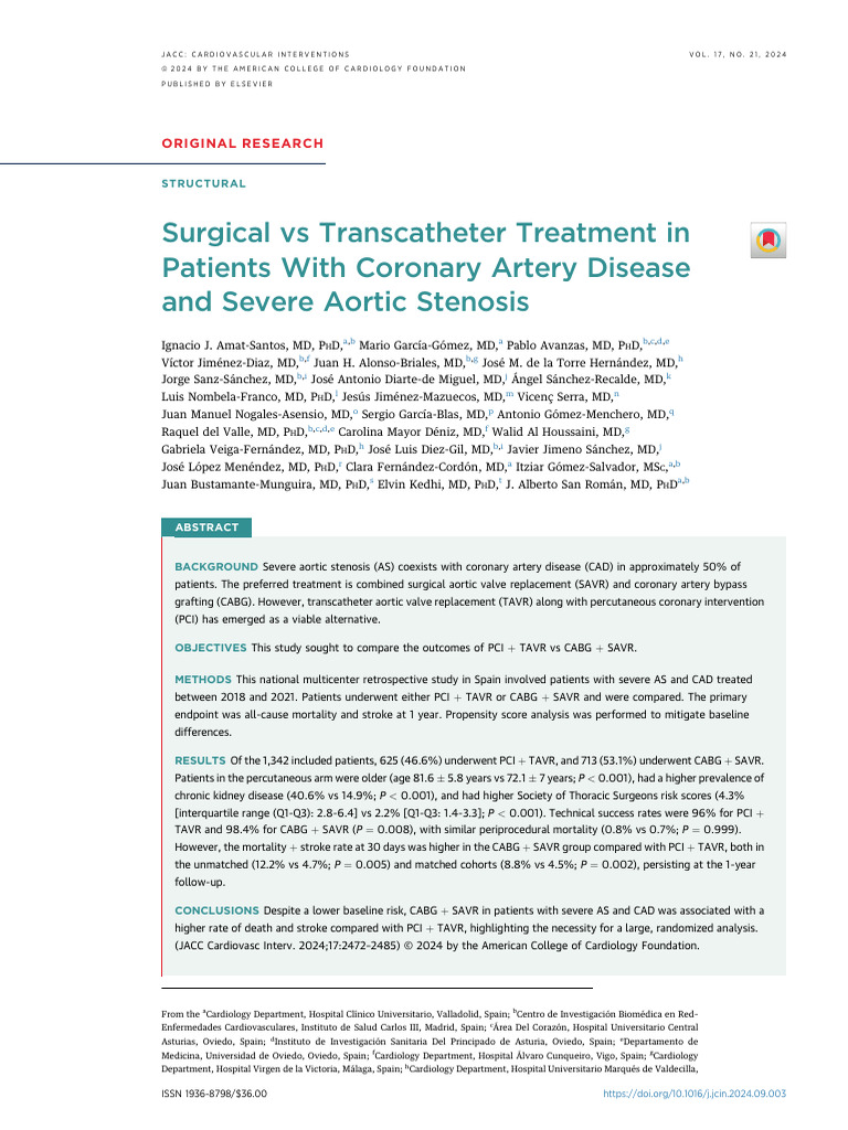 Amat Santos Et Al 2024 Surgical Vs Transcatheter Treatment in Patients ...