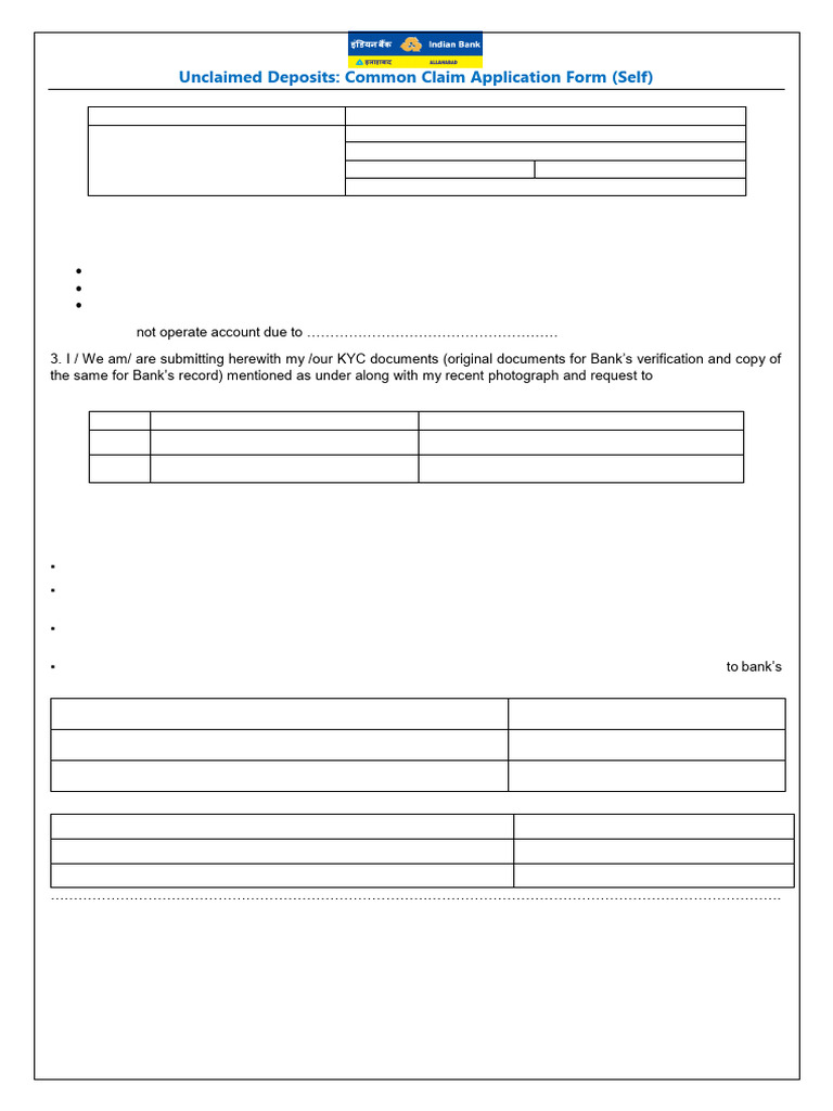 Unclaimed Deposits Claim Form | PDF | Identity Document | Applications ...