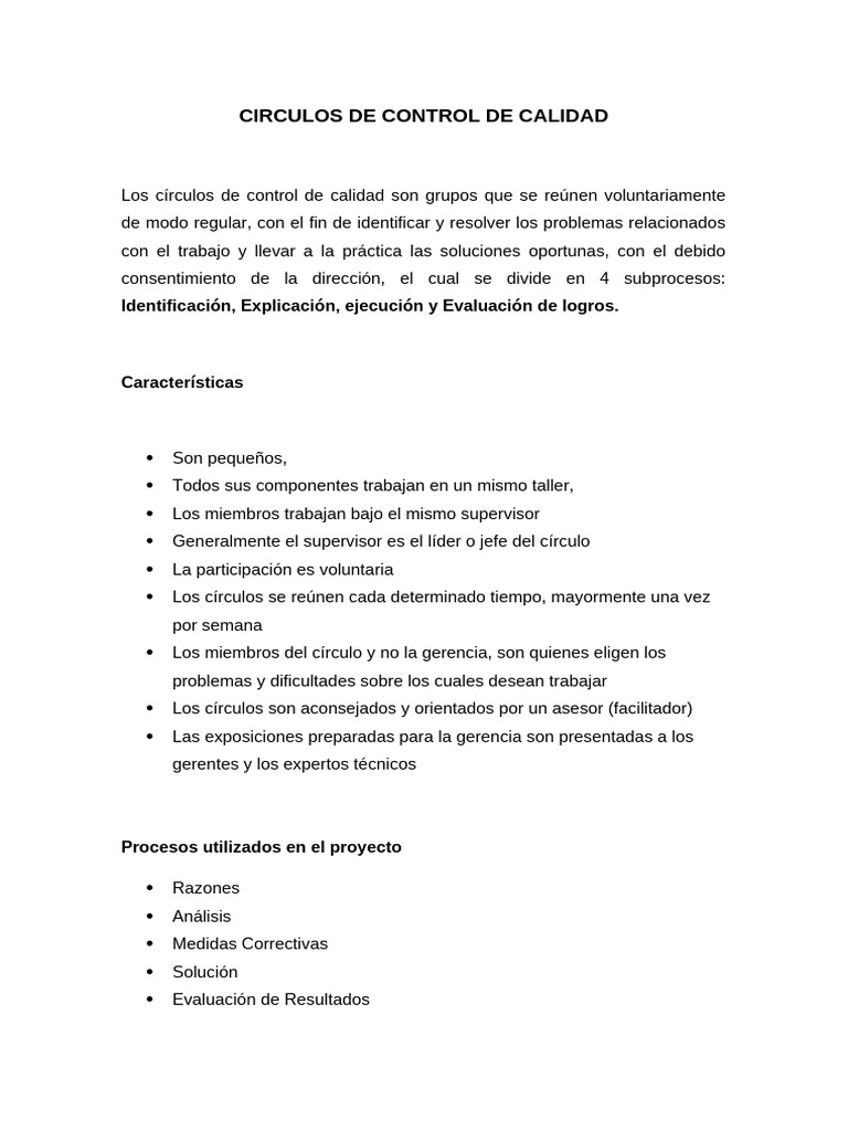 Circulos de Control de Calidad Sintesis | PDF | Cognición