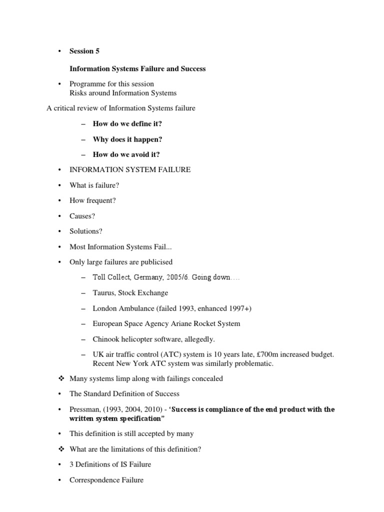 Information Systems Failure and Success | PDF | Software Development ...
