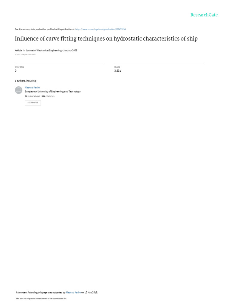 Curve Fitting Impact on Ship Hydrostatics | PDF | Least Squares | Ships